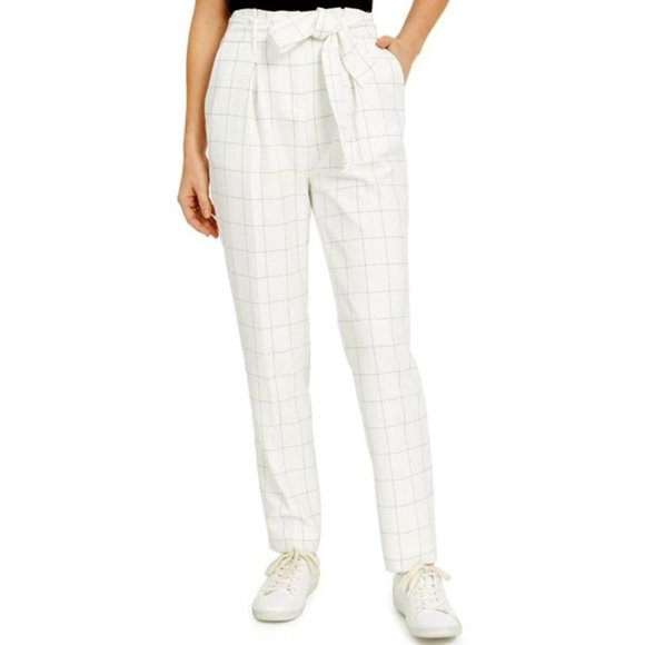 Bar III | Pants & Jumpsuits | Bar Iii Belted Windowpane Slim ...